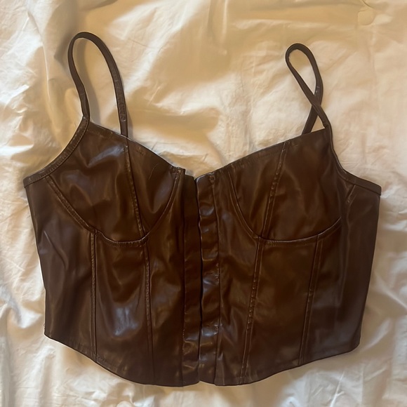 Tops | Dark Brown Leather Corset | Poshmark